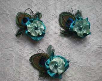 Bridesmaid Peacock feather hair clip comb by DressMyWedding
