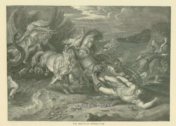 Death Of Hippolytus-1891 Antique Vintage by HadesMuse on Etsy