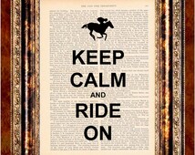 Keep CALM and RIDE On Vintage Art Print Antique 1800's Book Page or ...