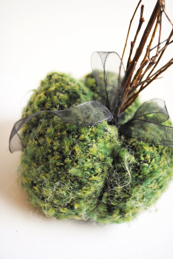 Items similar to Green Wool and Mohair Home Decor Pumpkin on Etsy