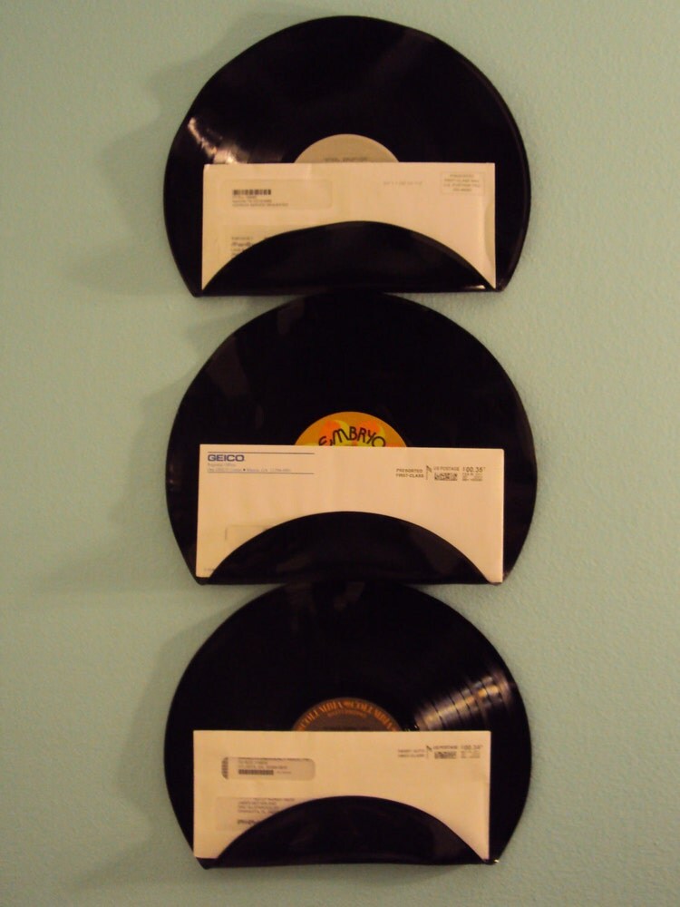 Upcycled Repurposed Vinyl Record Mail Holders by BreakTheRecord