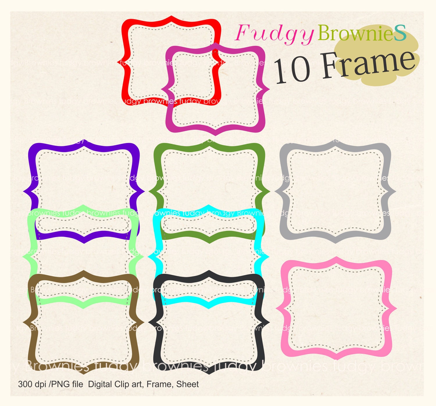Digital frame Frames clipart digital scrapbooking by fudgybrownies