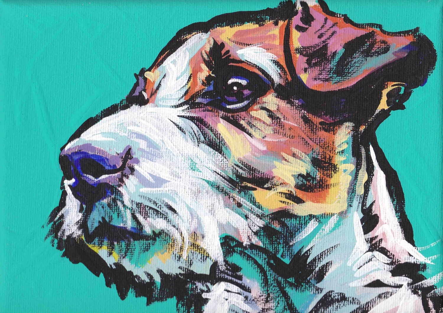 rough coated Jack Russell Terrier art print pop dog art bright