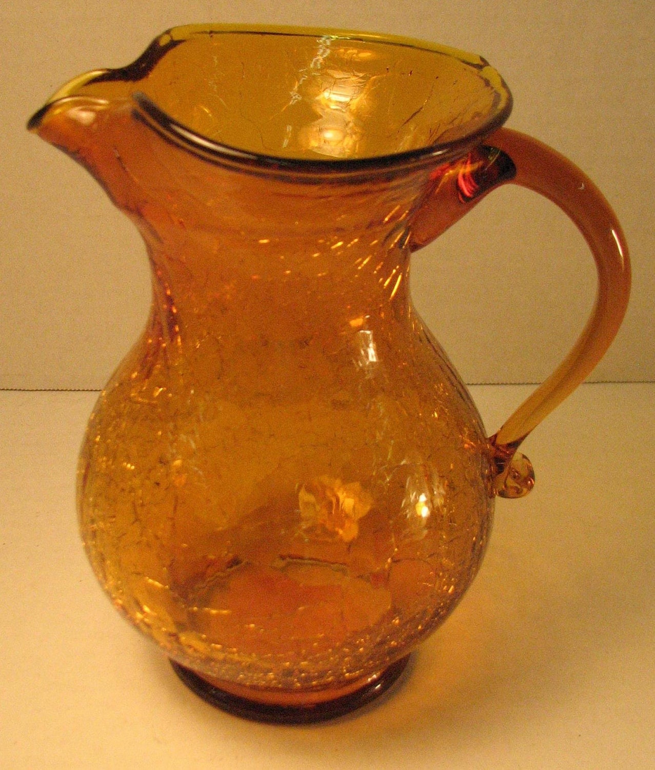 Vintage Amber Pitcher Crackle Glass Vintage Amber Pitcher Crackle Glass