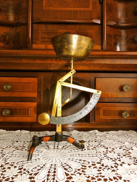 Antique Pendulum Scale Postal Letter Brass scale by oldamsterdam