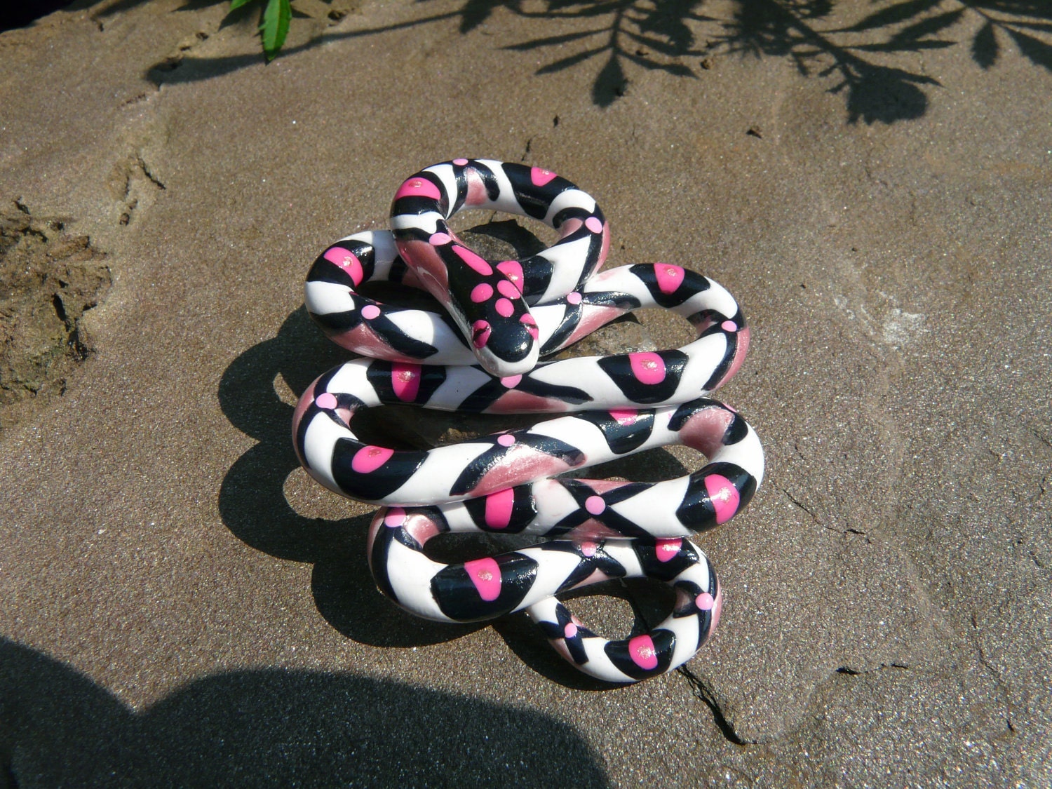 CLEARANCE COLOR CHANGING Pink and White Snake Pendant