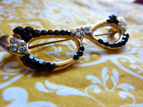 Vintage Cat Eye Glasses Brooch Rhinestones Atomic