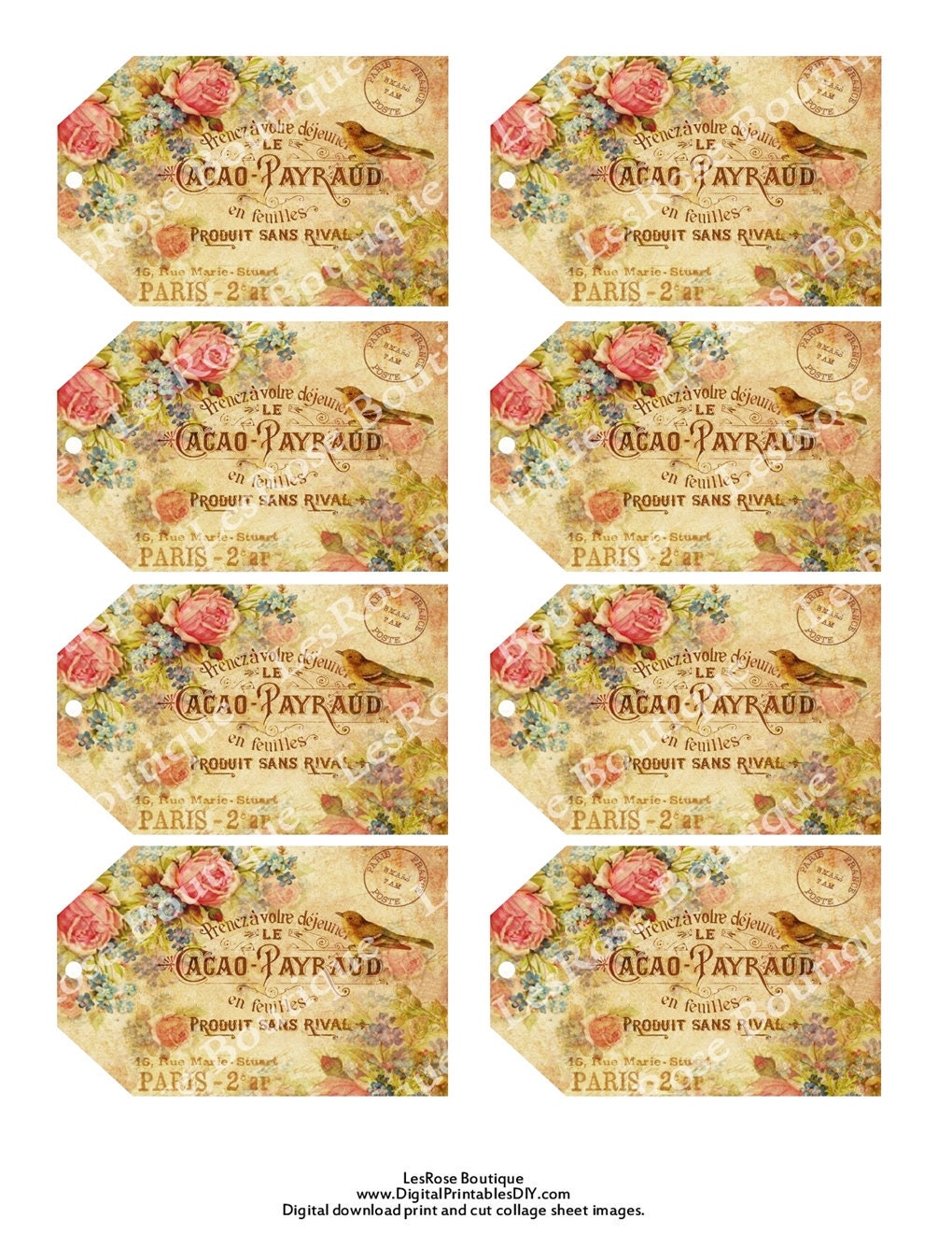 Items similar to Vintage French Tags Paris Postmark Vintage Epherma ...