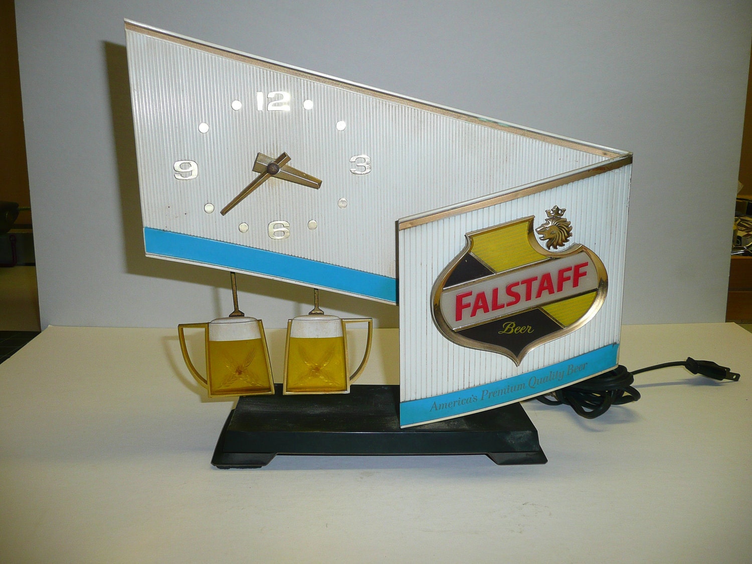 Falstaff Beer Motion Sign Clock Light Display Advertising