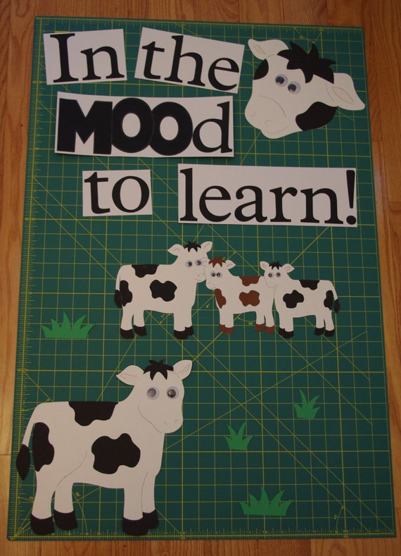 Items similar to Classroom Bulletin Board Decor Mood to Learn Cows on Etsy