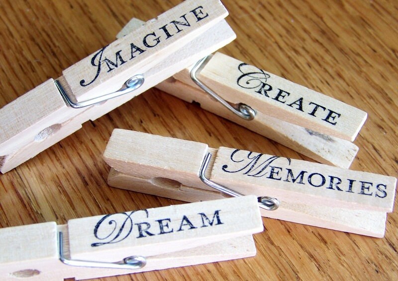 decorative clothespins hand stamped magnetic clips.