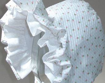 Rosebud Baby Bonnet- Double Ruffle-Summer Bonnet