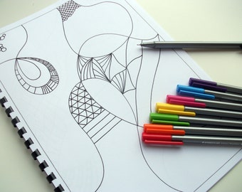 Items similar to Coloring Book, Zentangle Inspired Printable, 12 ...