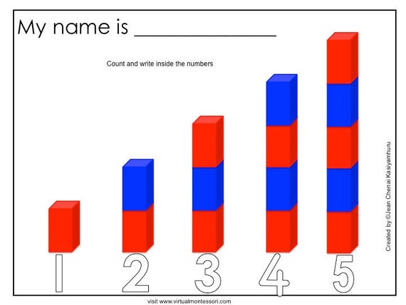 Items similar to Number Rods Worksheets 1 - 5 on Etsy