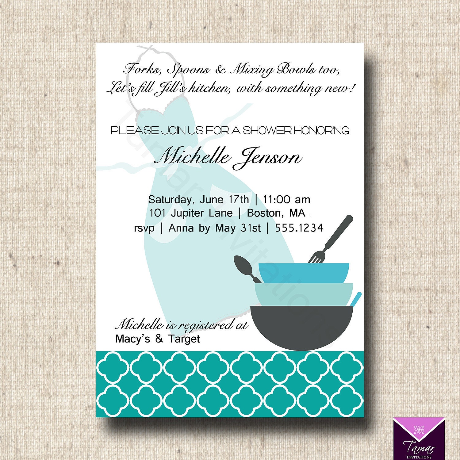 Wedding Shower Invitations With Recipe Cards at Ellie Roseby blog