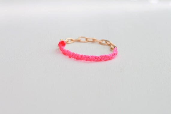 Items similar to Neon and Chain Bracelet on Etsy