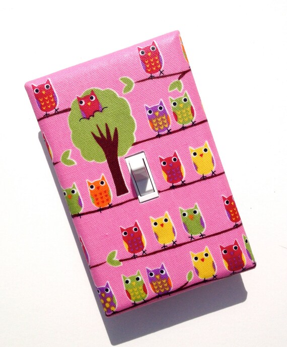 Items similar to Owl Light Switch Plate Cover / Pink Girls Room / Baby ...