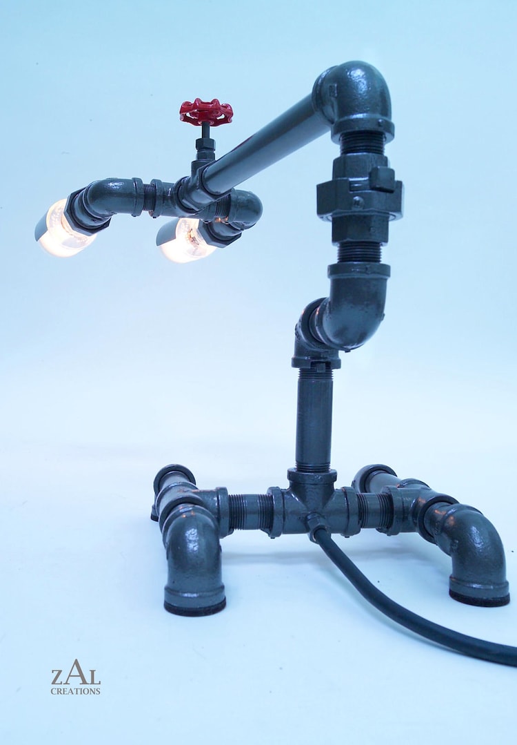 Desk lamp. Beer bottles. Plumbing pipe & fittings. by ZALcreations