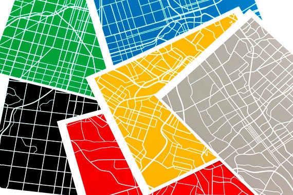 Custom City Map Art Print / Digital Print Wall by jennasuemaps