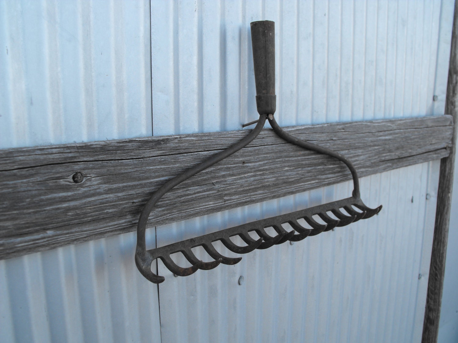 Vintage Rake Head Old Farm Tool Jewelry Rack Display