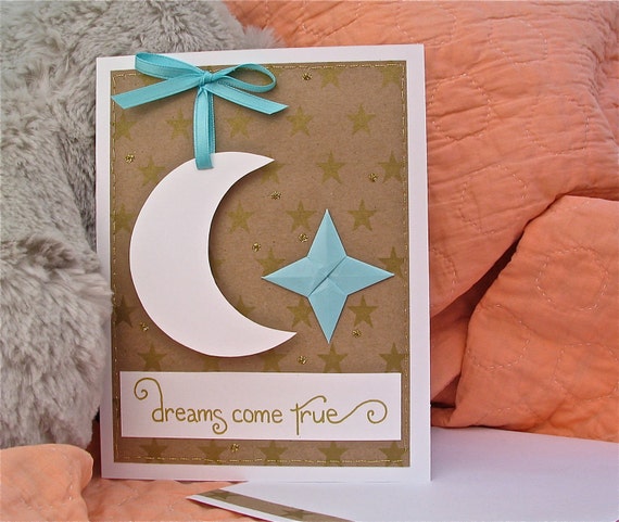 Items similar to handcrafted artwork greeting card "dreams come true ...