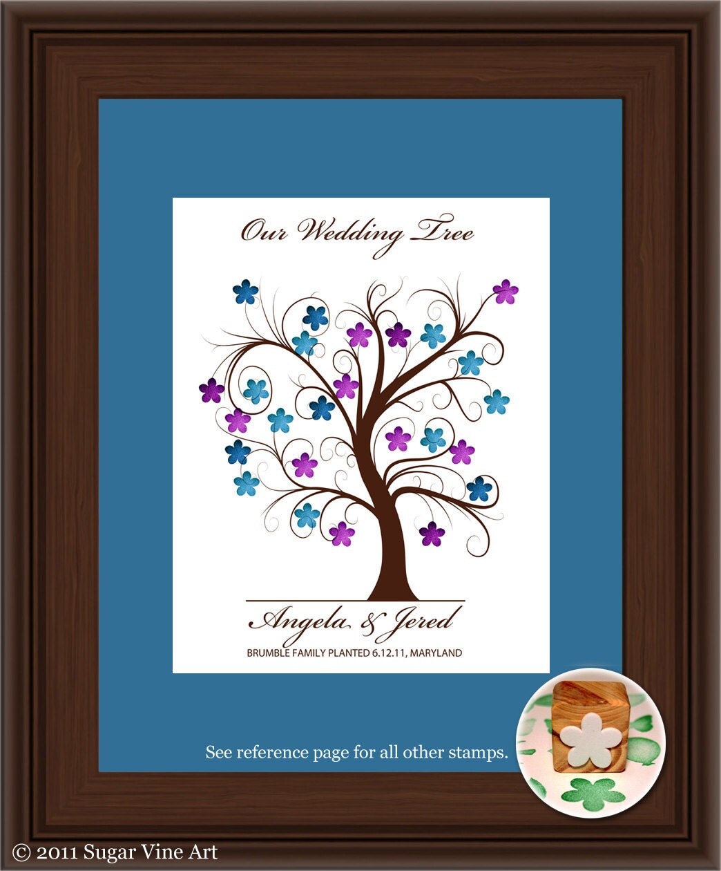 Printable thumbprint tree Digital WEDDING TREE by SugarVineArt