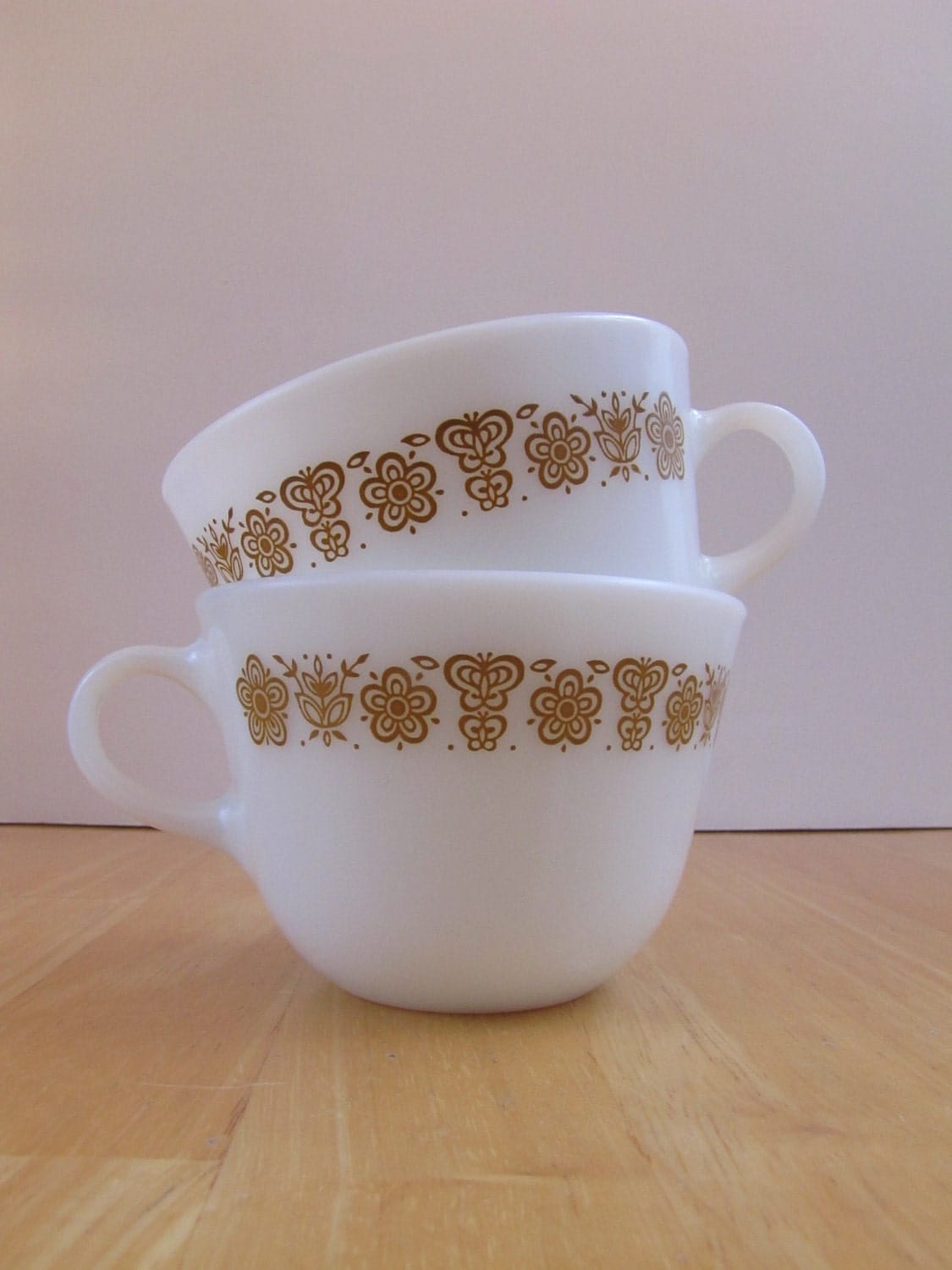 Vintage Pyrex Coffee Cups – Butterfly Gold Pattern – Haute Juice