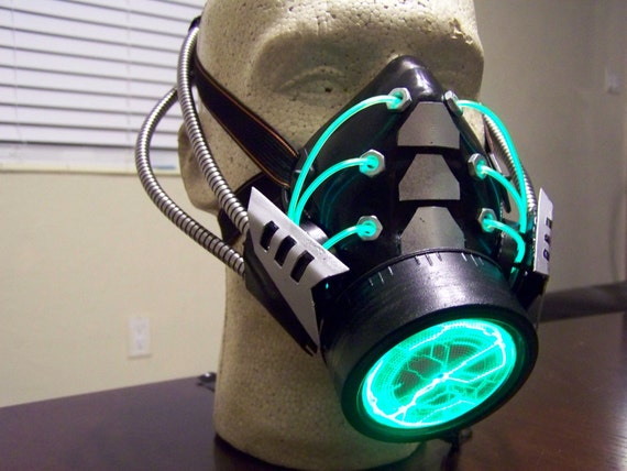 cyber PLASMA led light gas mask respirator rave gothic ebm