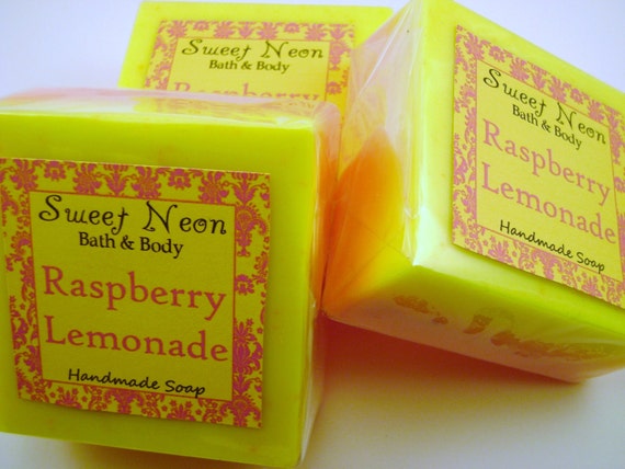 Raspberry Lemonade Shea Butter Soap Bar By Sweetneonbathbody