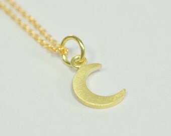 Diamond and white gold crescent moon necklace with diamond