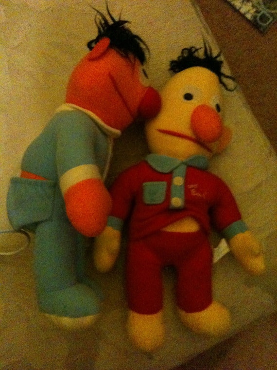 Sesame Street Bedtime Burt and Ernie vintage dolls by by writelite