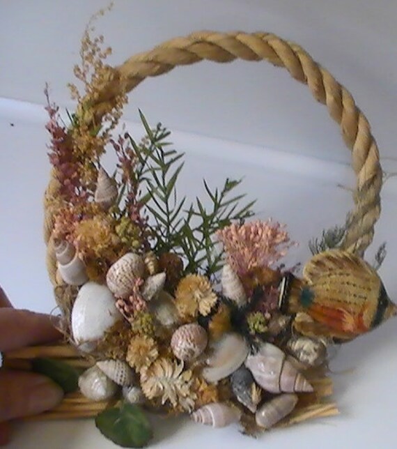 Nautical Rope Wreath with fish and shells