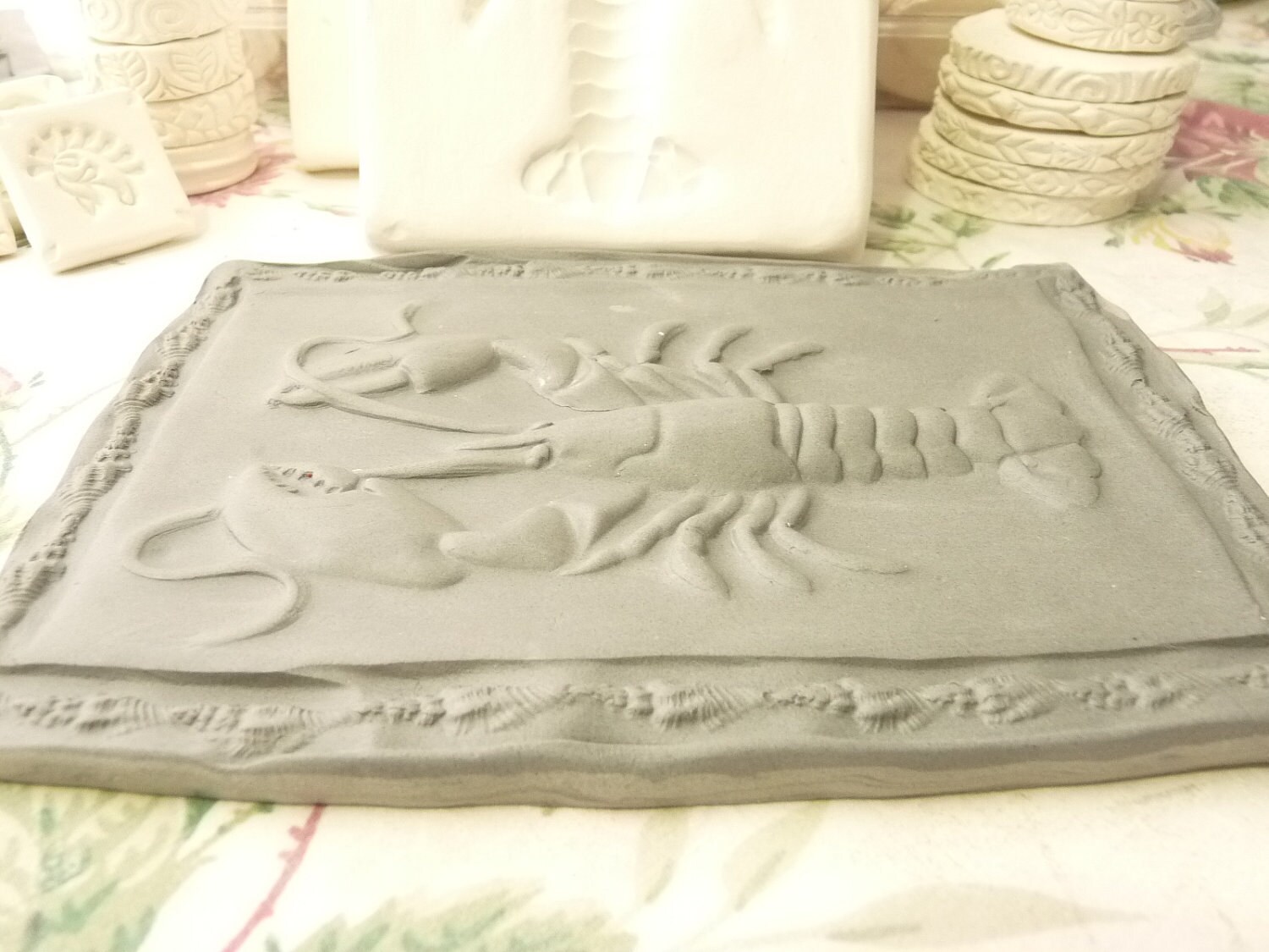 Clay Sprig Lobster Pottery Press Mold Relief Mold or Sprig