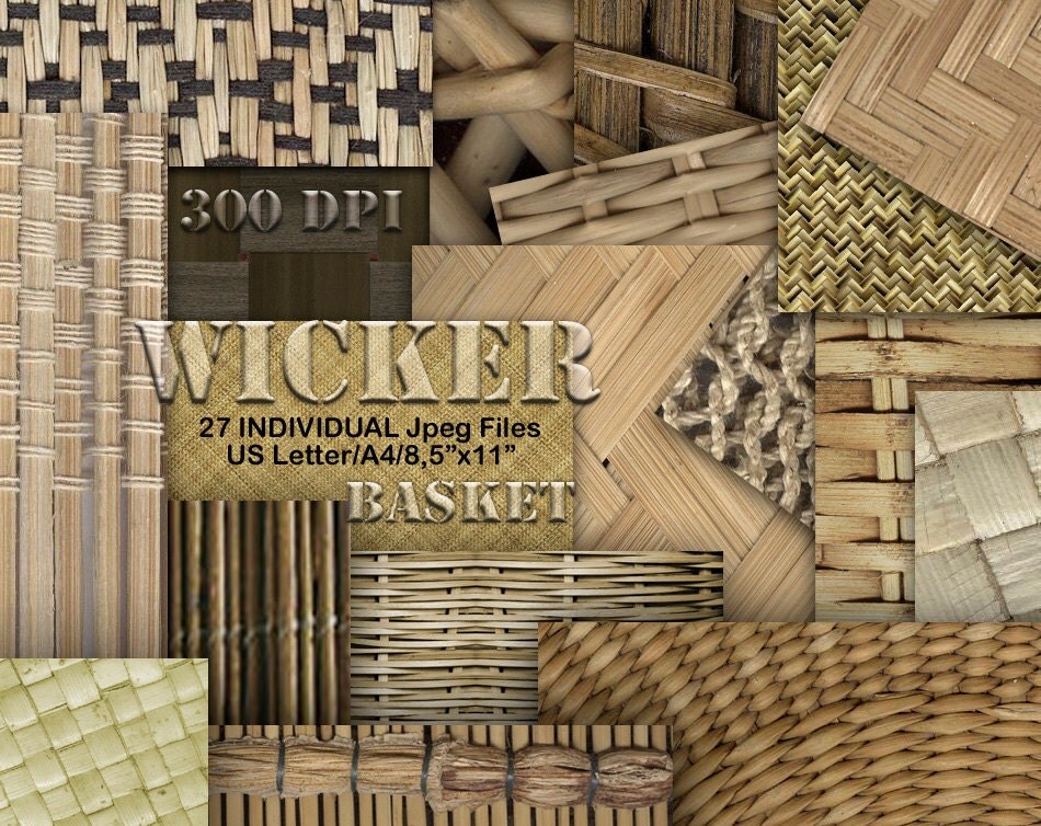 WICKER and Wooven BASKET Backgrounds Digital Paper by pixelmarket