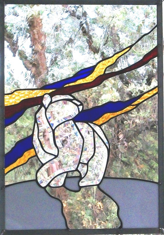 Stained Glass Polar Bear Panel