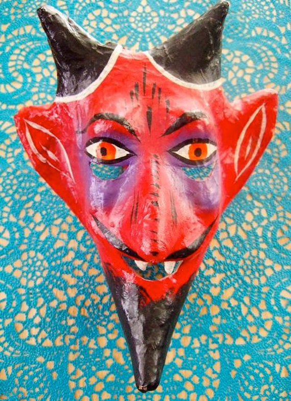 Mexican Folk Art Vintage Devil Mask