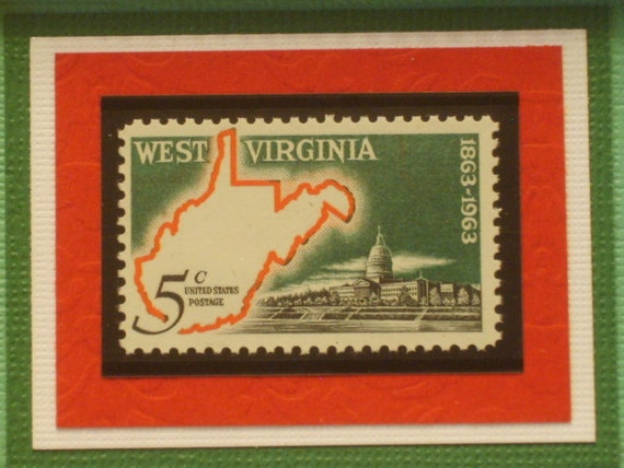 Vintage Framed Postage Stamp West Virginia Almost Heaven