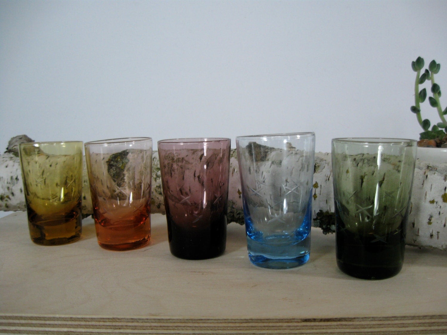 5 vintage etched cordial or shot glasses made in Japan – Haute Juice