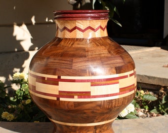 Items similar to Segmented vase made from Walnut, Bloodwood and ...