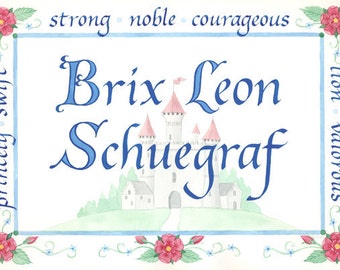 Items similar to Custom Calligraphy Birth Certificate with Watercolor ...