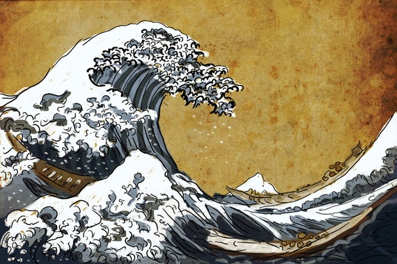 The great wave original digital interpretation of