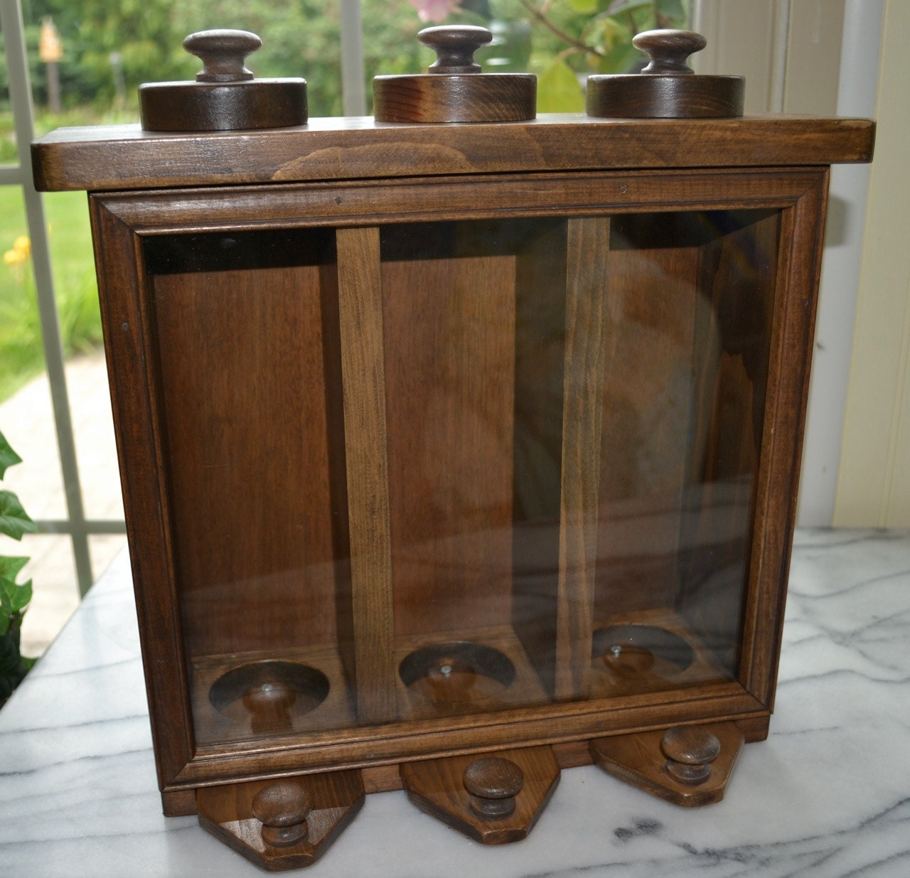 Glass Front Wooden Food Dispenser Candy Dispenser Storage