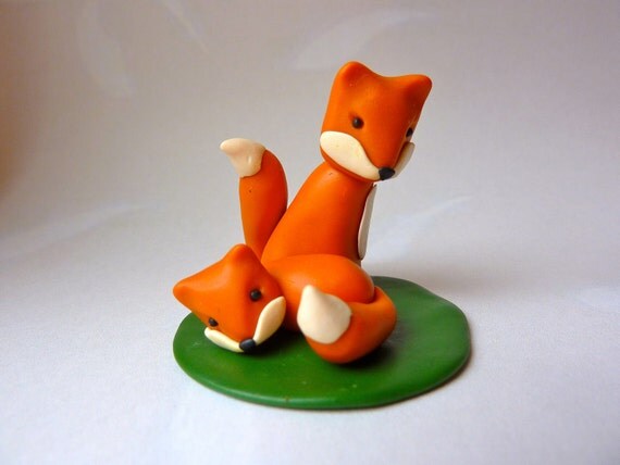 Fox Family Handmade FIMO by WeeScarlettStudio on Etsy