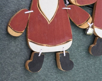 Jointed Wooden Santa Ornament