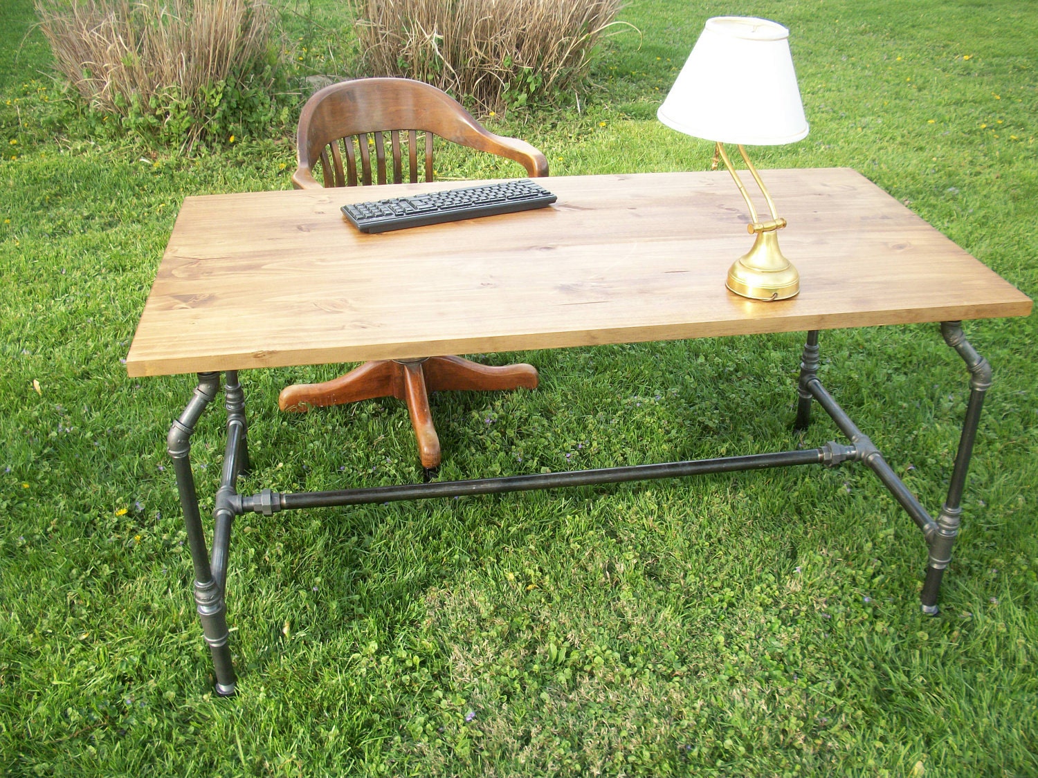 Industrial Steel Pipe Desk by SawdustIndustries on Etsy