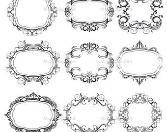Digital Scrapbook Frames Border Clipart Frame Flourish Damask Vintage ...