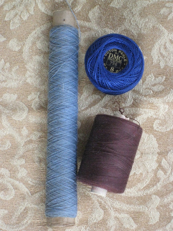 Three Vintage Cardboard Spools of Cotton Thread & Floss by kbuda