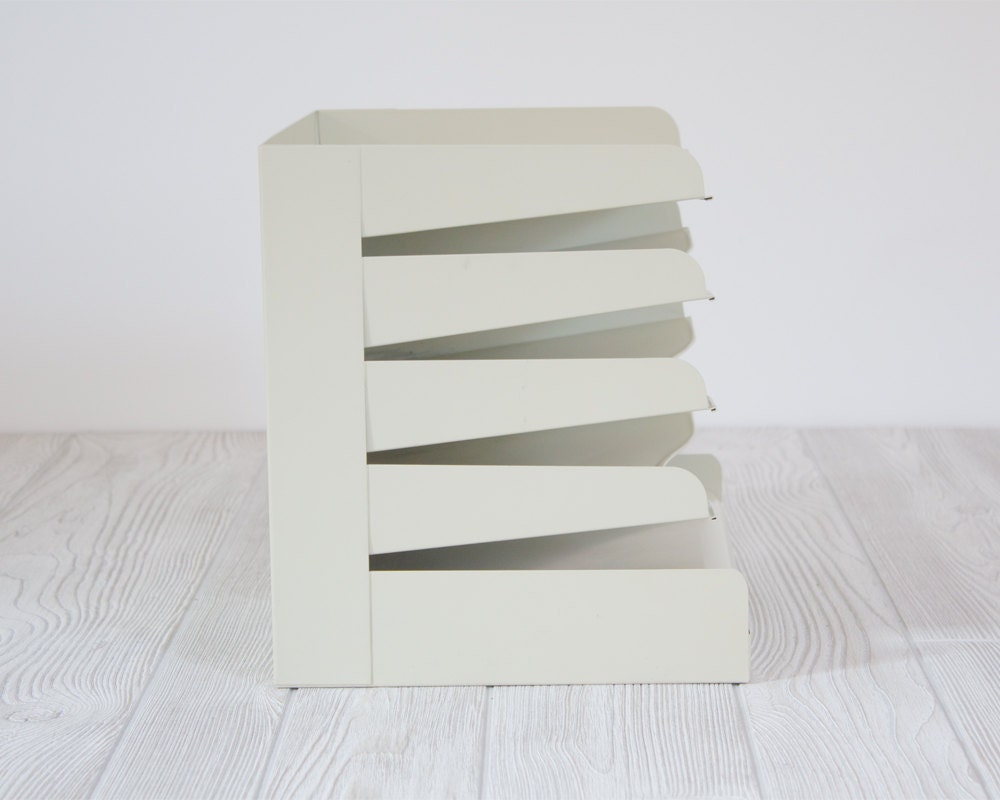 Vintage Industrial Metal Paper Organizer