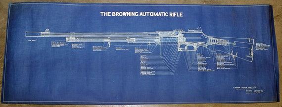 10% Blueprint Plan Drawing BROWNING AUTOMATIC RIFLE Marine