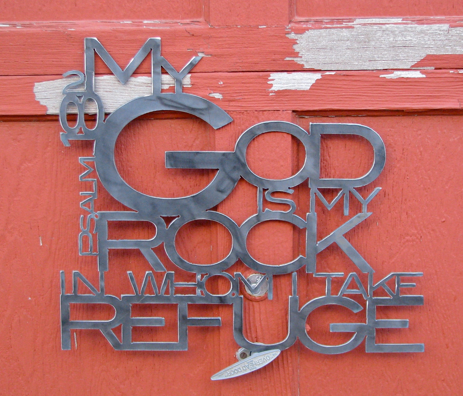 Metal Scripture Wall Art My God is My Rock in whom I take